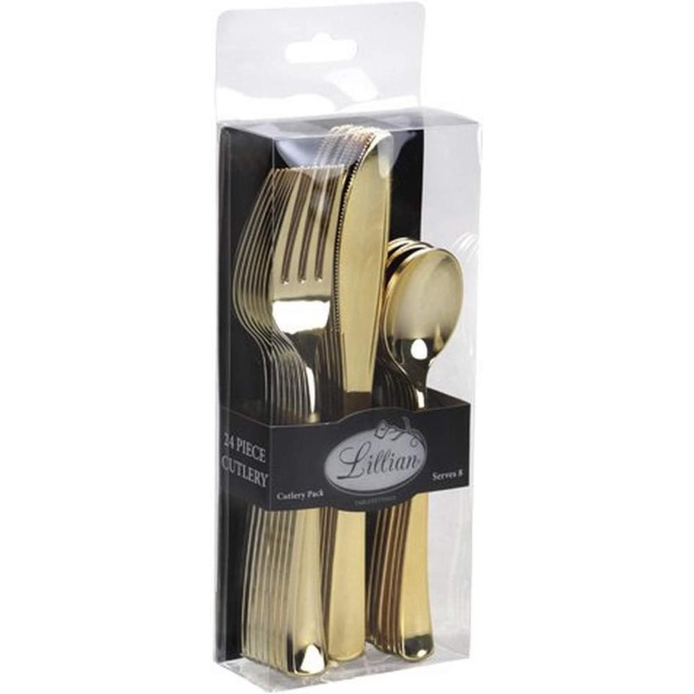 Lillian Tablesettings Combo Box | Polished Gold | Pack of 24 Plastic ...